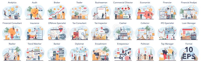 Financial or Business Profession Set. Business Character Making ...