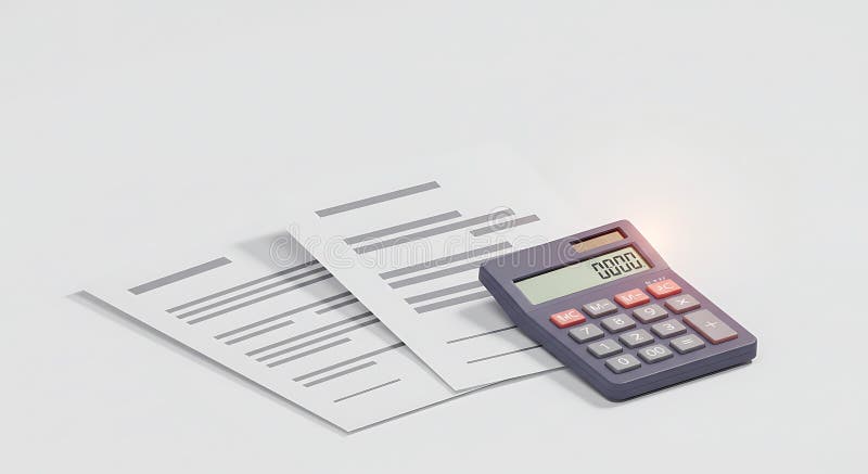 Financial Calculation with Calculator on Paper Documents in Office ...