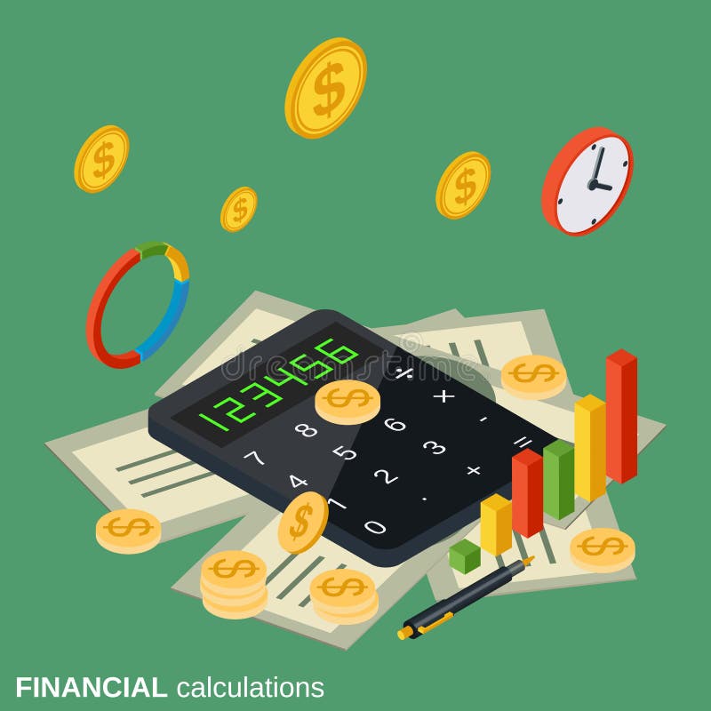 Financial Calculations Flat 3d Isometric Vector Concept Stock Vector ...