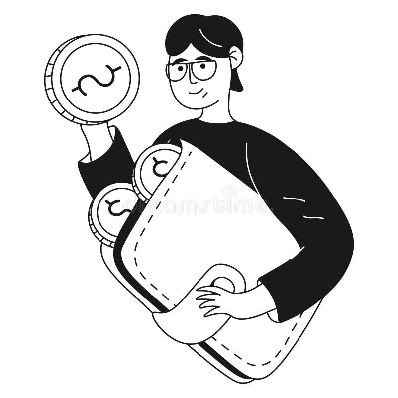 Financial Character Man Carrying a Wallet with Coins Stock Vector ...