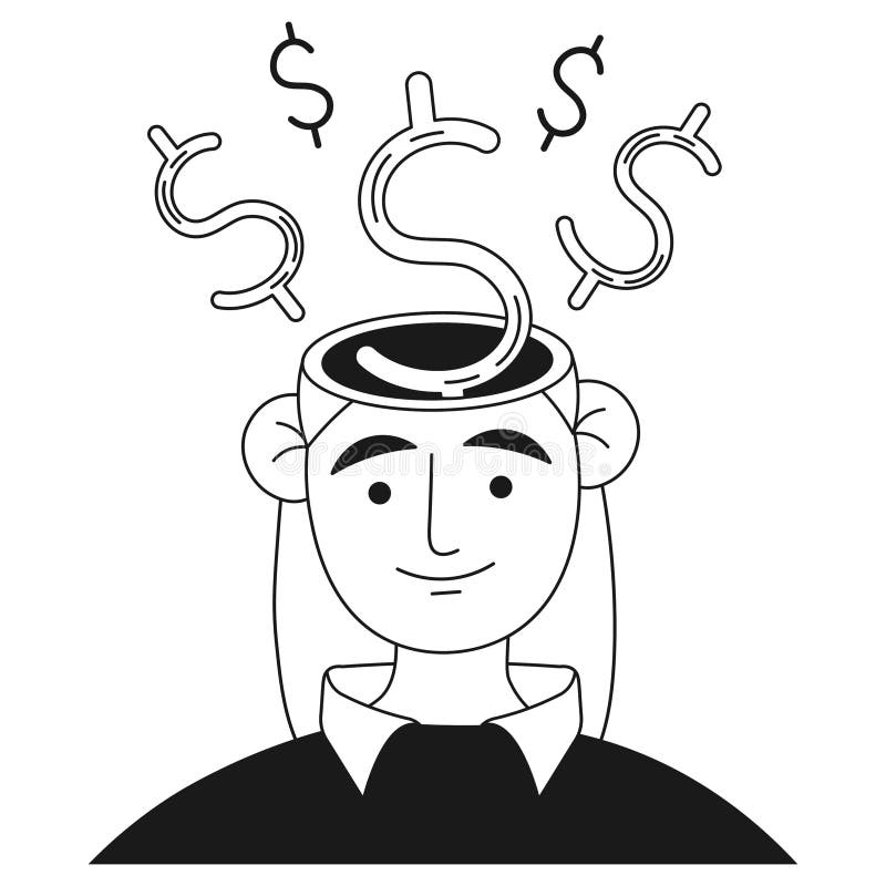 Financial Character Thoughts about Money, Money in the Head Stock ...