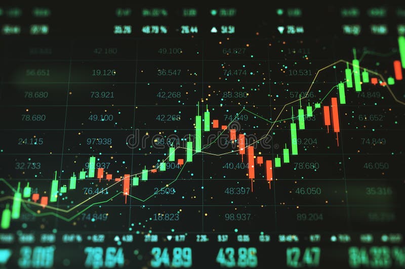 Financial Chart with Candlestick Patterns and Data Points on a Digital ...