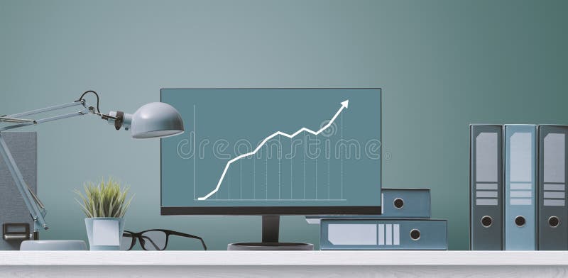 Financial Chart on Computer Screen Showing Growth Stock Photo - Image ...