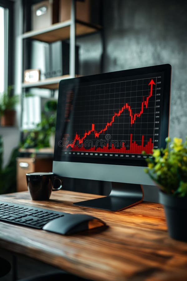 Financial Chart on Computer Screen Shows Market Instability with ...