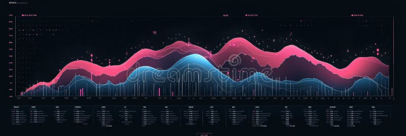 Financial Chart with Curved Lines, Data Points, and Upward Arrows on a ...