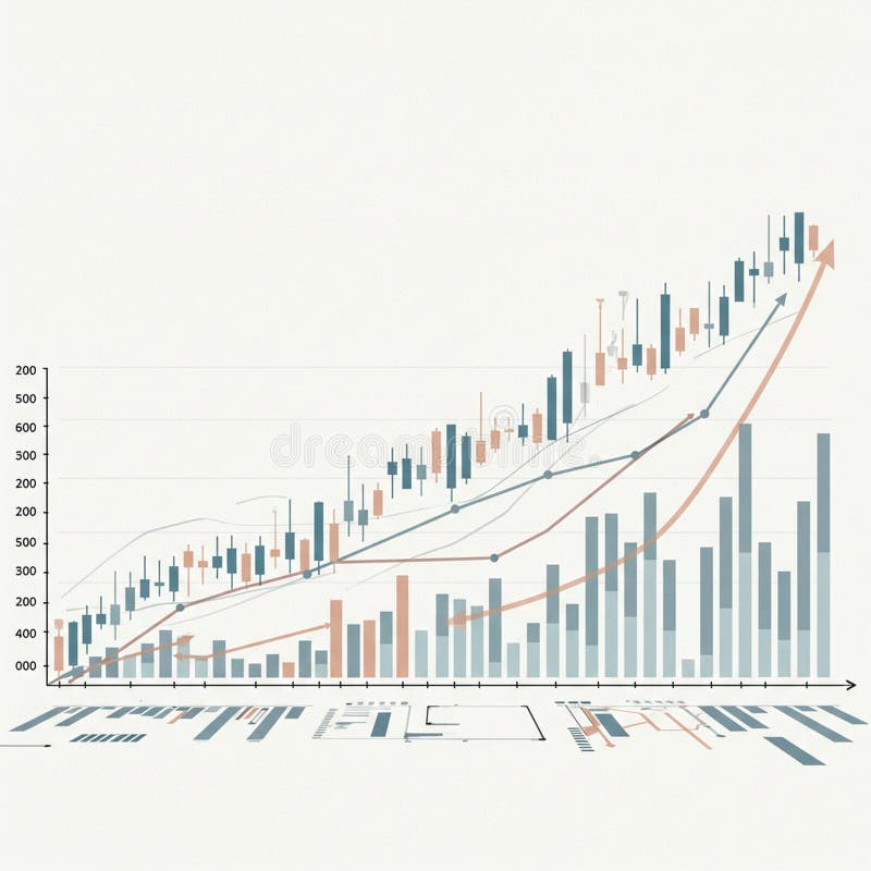 Financial Chart Featuring a Combination of Blue and Orange Candlestick ...