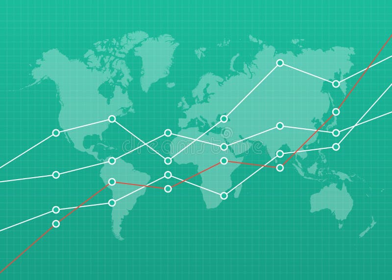 Financial Chart Graph Background with World Map Stock Illustration ...