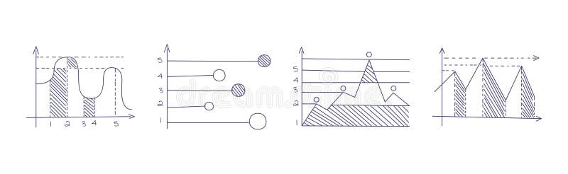 Financial Chart and Graph Drawn by Hand with Pen Vector Set Stock ...