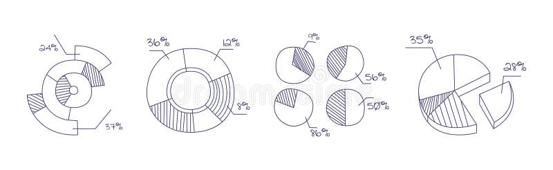 Financial Chart and Graph Drawn by Hand with Pen Vector Set Stock ...