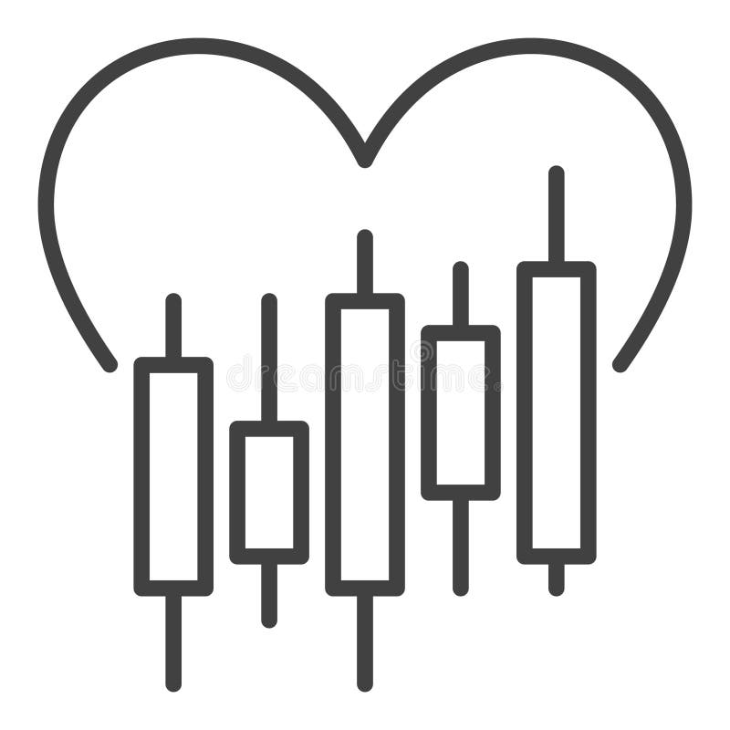 Financial Chart with Heart Vector Linear Icon or Symbol Stock Vector ...