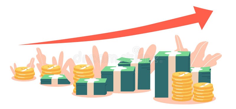 Financial Chart with Moving Up Red Arrow Graph, Gold Coins and Paper ... Financial Chart with Moving Up Red Arrow Graph, Gold Coins and Paper ...