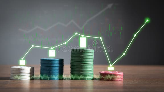 Financial Chart on Poker Chips. Growth Concept Stock Illustration ...