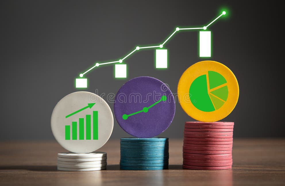 Financial Chart on Poker Chips. Growth Concept Stock Illustration ...