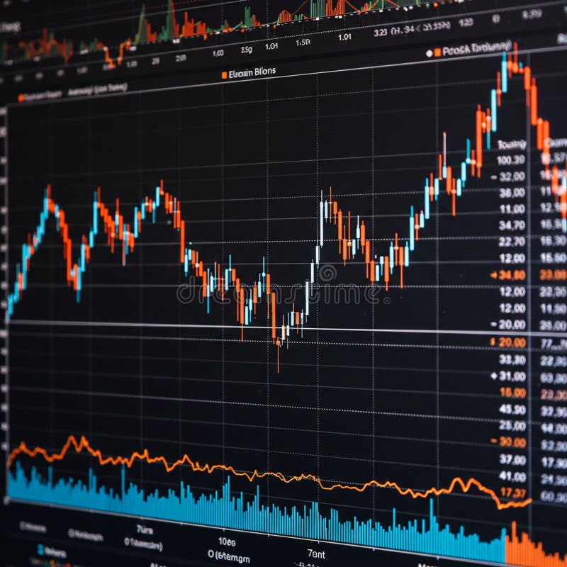 A Financial Chart Showcases Candlestick Patterns, Featuring Blue and ...