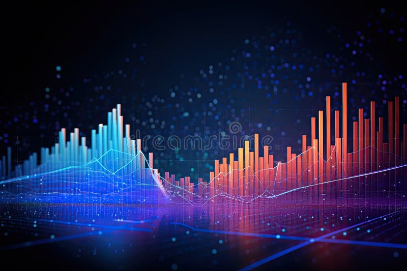 Financial Chart on Technology Abstract Background. 3d Rendering Toned ...