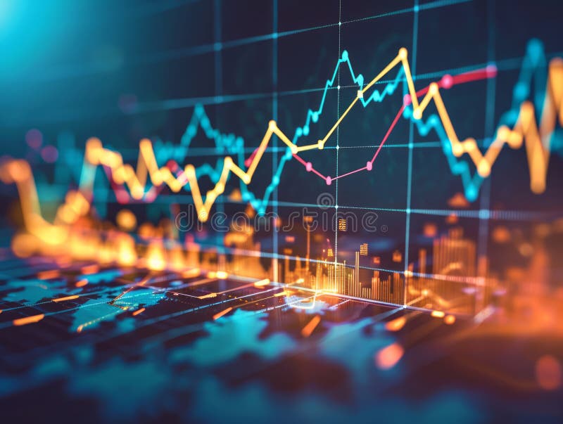 Financial Chart on Technology Abstract Background. 3d Rendering Toned ...