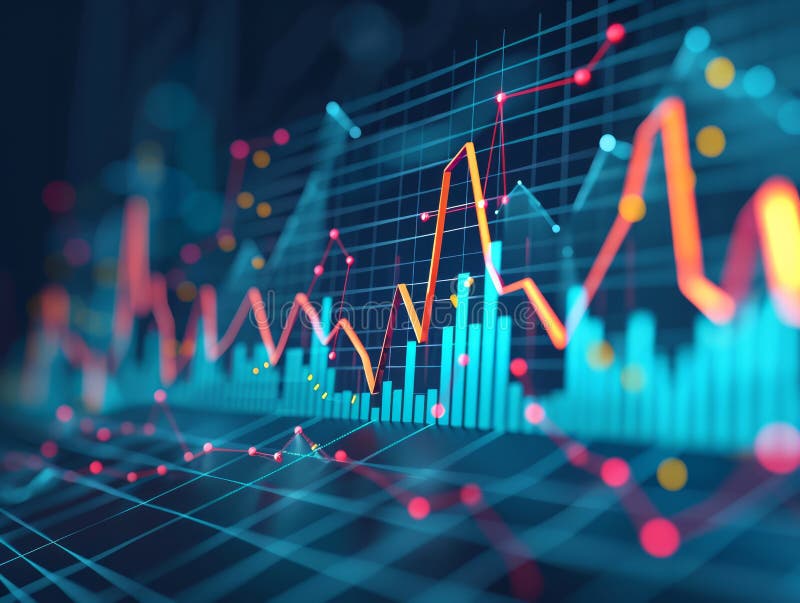 Financial Chart on Technology Abstract Background. 3d Rendering Toned ...