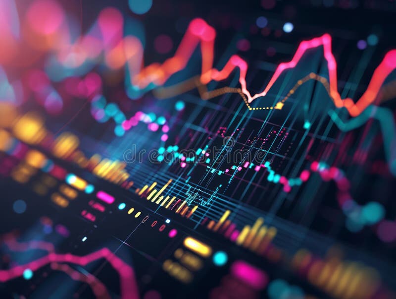Financial Chart on Technology Abstract Background. 3d Rendering Toned ...