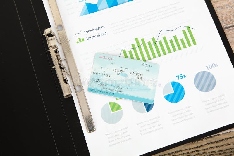 Financial Chart and Train Ticket Above Stock Photo - Image of looking ...