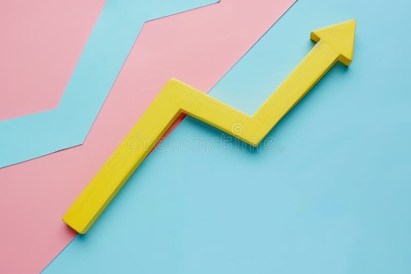 Financial Chart with Uptrend Line Graph on Pastel Colored Background ...