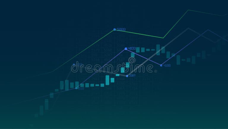 Financial Chart with Uptrend Line Graphs and Candlesticks Stock Vector ...