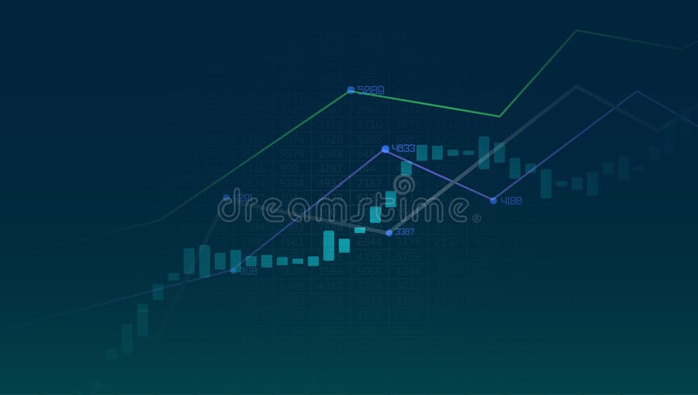 Financial Chart with Uptrend Line Graphs and Candlesticks Stock Vector ...