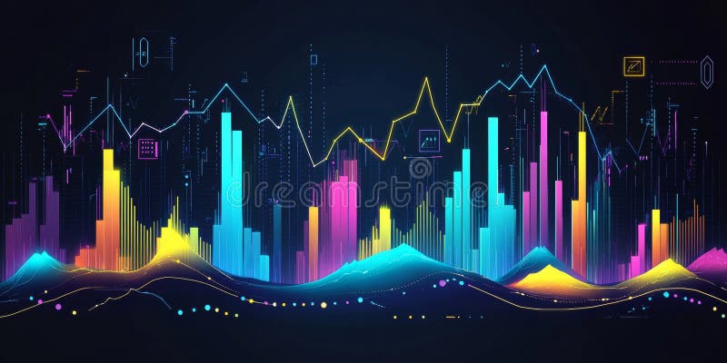 Financial Chart, Vector Based Line Charts, Peaks, and Spikes, Data ...