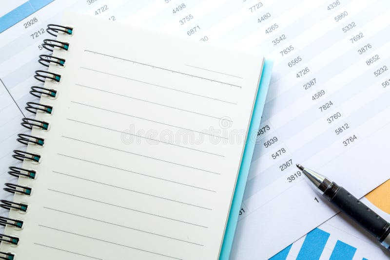 Financial Charts and Business Graphs, Note and Pen Stock Image - Image ...