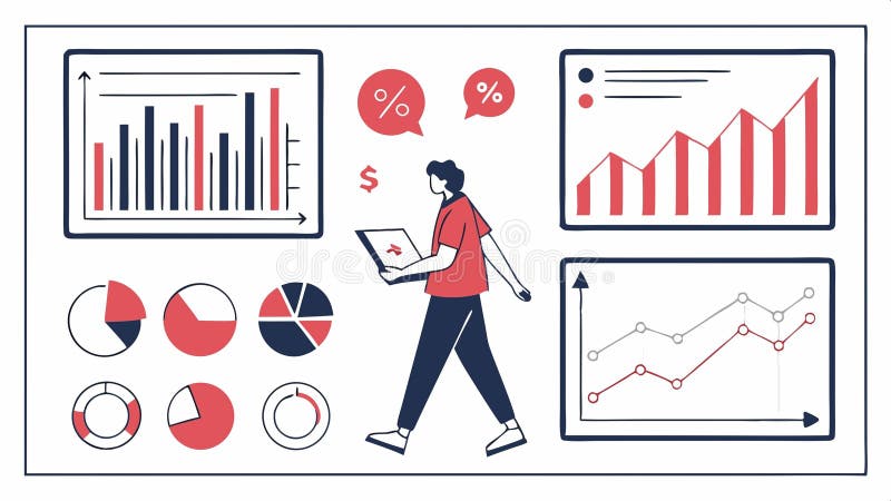Financial Charts and Graphs, Data Visualization Illustration Vector ...