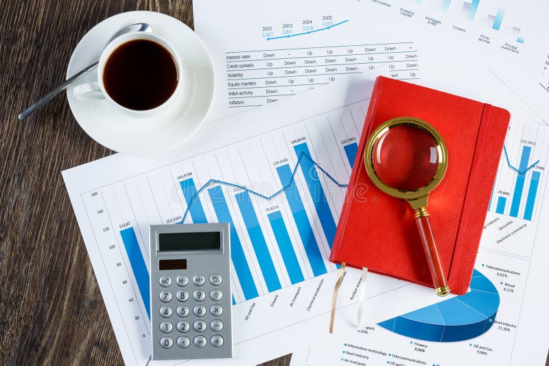 Financial Charts and Graphs on the Table Stock Image - Image of money ...