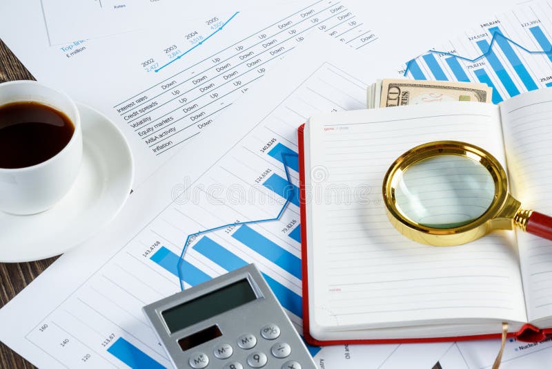 Financial Charts and Graphs on the Table Stock Photo - Image of ...
