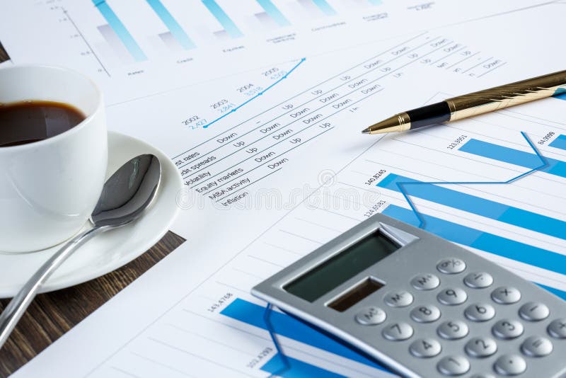 Financial Charts and Graphs on the Table Stock Image - Image of ...