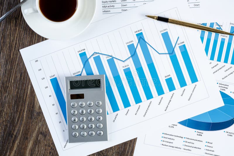 Financial Charts and Graphs on the Table Stock Image - Image of ...