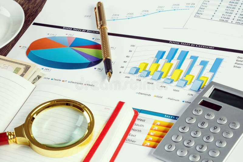 Financial Charts and Graphs on the Table Stock Photo - Image of ...