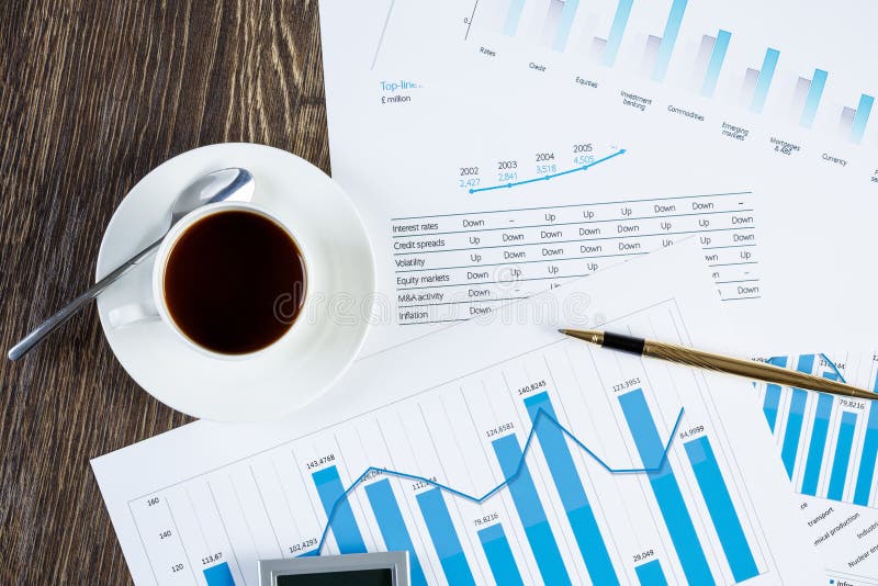 Financial Charts and Graphs on the Table Stock Photo - Image of economy ...