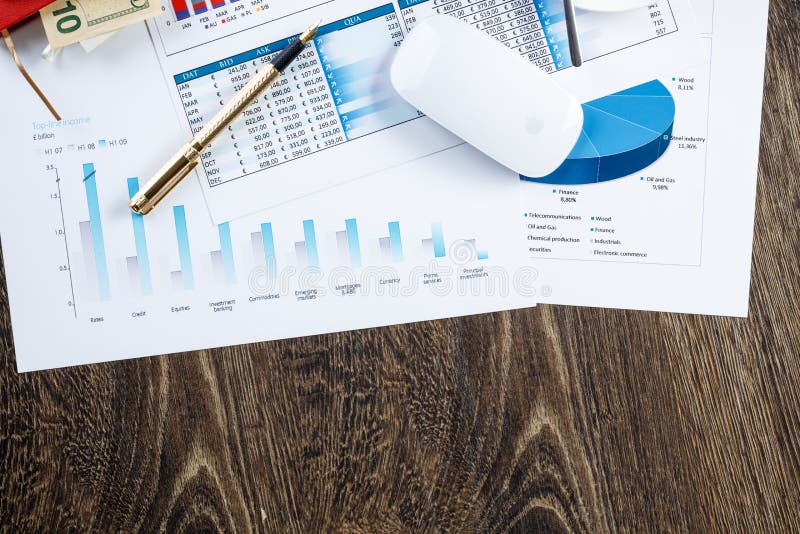 Financial Charts and Graphs on the Table Stock Image - Image of ...