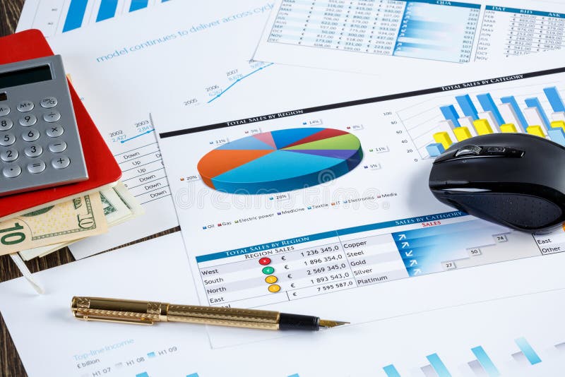 Financial Charts and Graphs on the Table Stock Photo - Image of growth ...