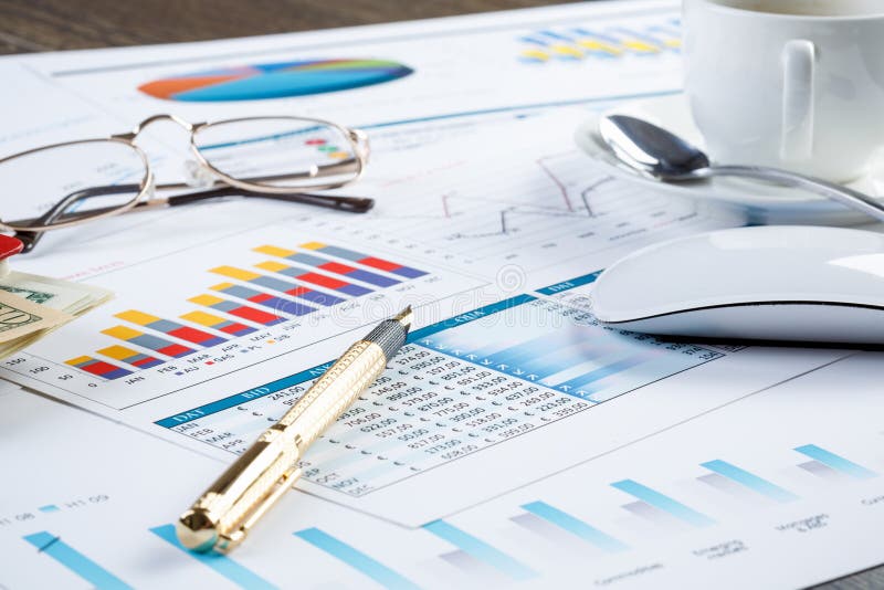 Financial Charts and Graphs on the Table Stock Photo - Image of ...