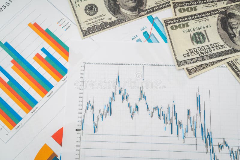 Financial Charts on the Table with Dollars Banknotes . Stock Photo ...