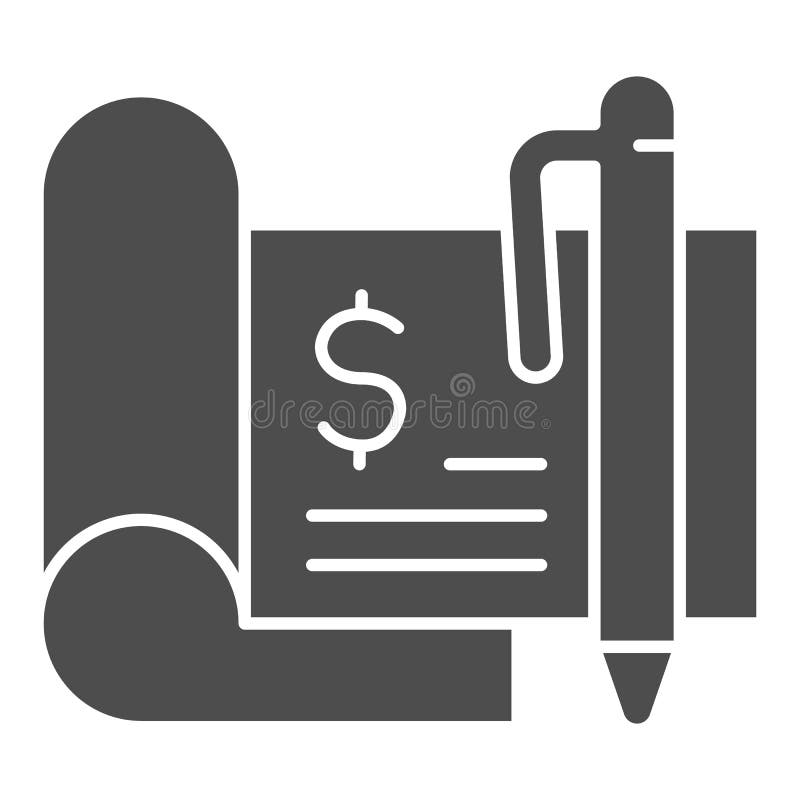 Financial Check Solid Icon, Payment Problem Concept, Checkbook Sign On ...