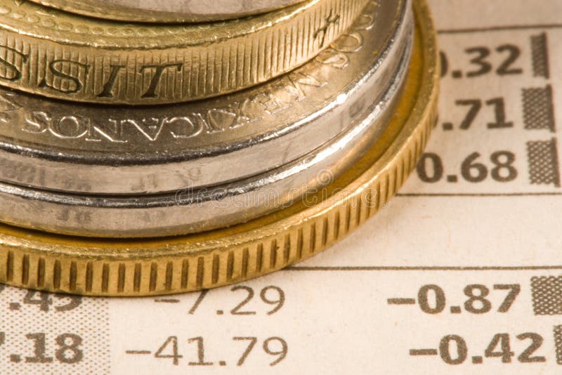 Financial Coins stock photo. Image of dollar, chart, pence - 3134434