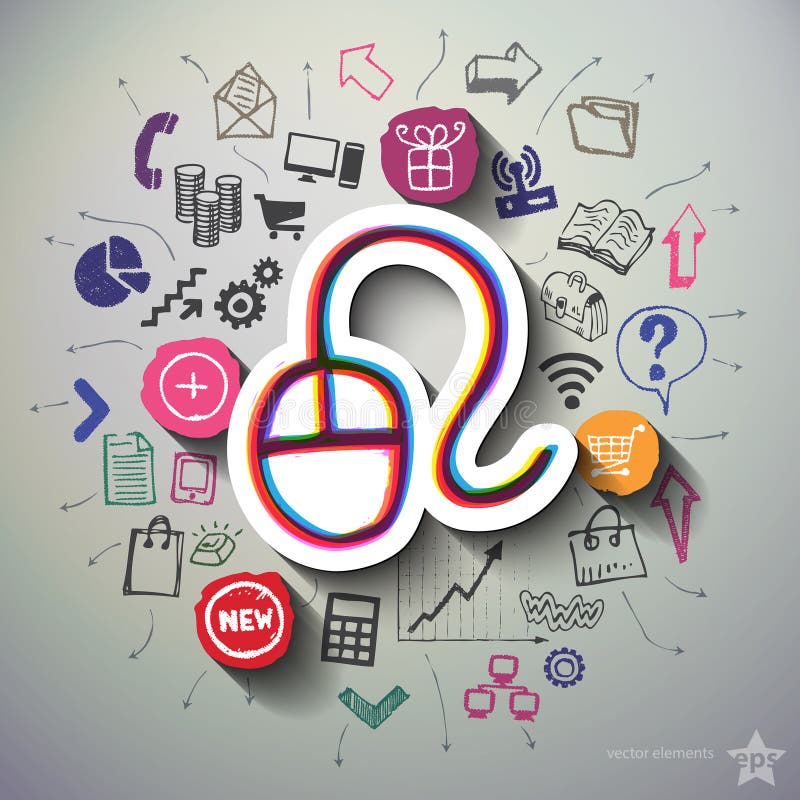 Financial Collage with Icons Background Stock Vector - Illustration of ...