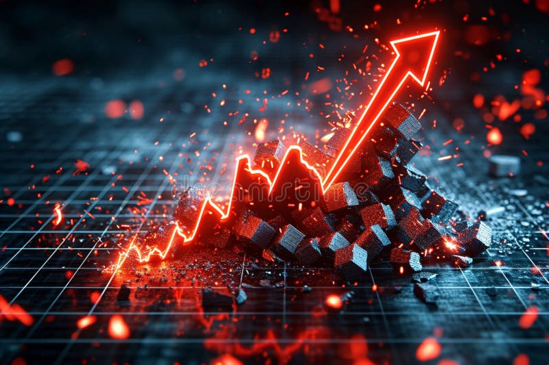 Financial Collapse 3D Chart Shatters, Bold Red Arrow Plummets ...