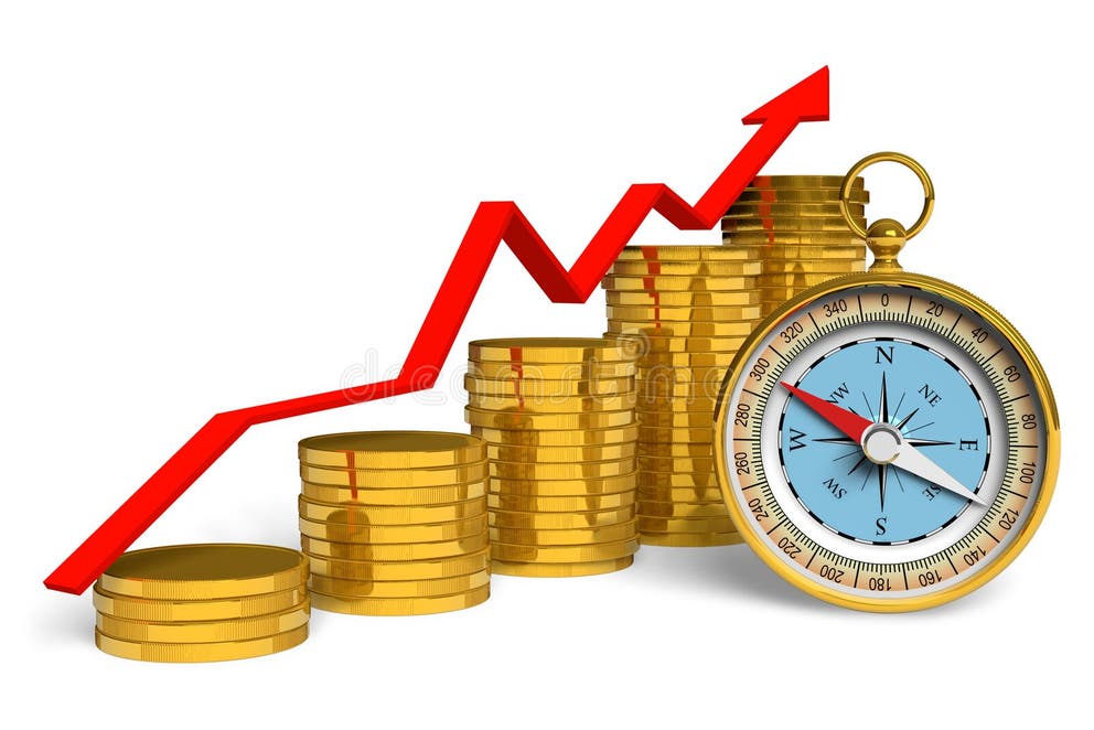 Financial compass stock illustration. Illustration of gold - 12735879