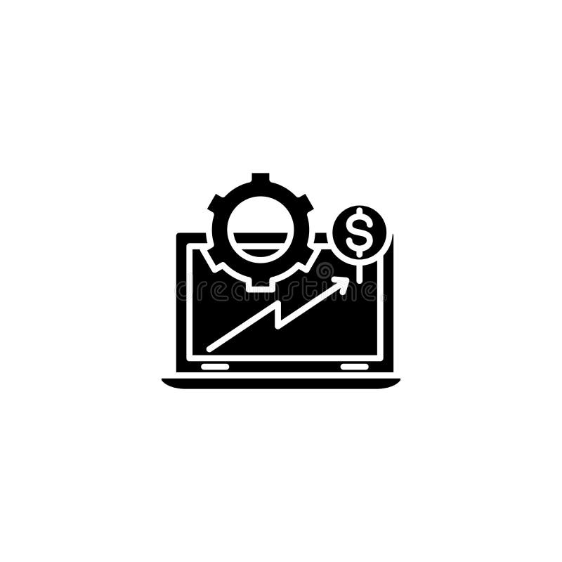 Financial Computer Analysis Black Icon Concept. Financial Computer ...
