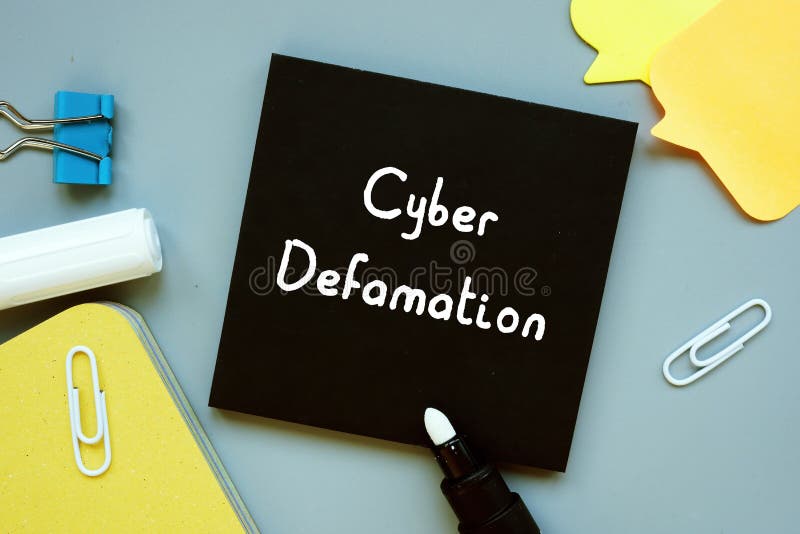 Financial Concept about Cyber Defamation with Sign on the Sheet Stock ...
