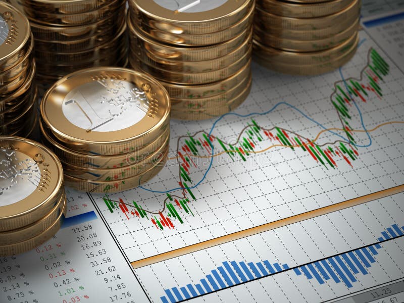 Financial Concept. Euro Coins on Graph Stock Illustration ...