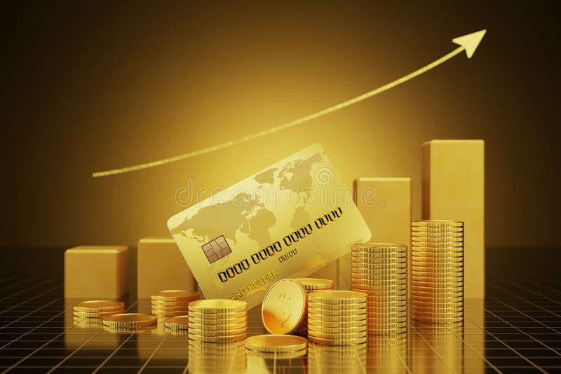 Financial Concept of the Growth of Anything. Stack of Gold Coins, Bank ...