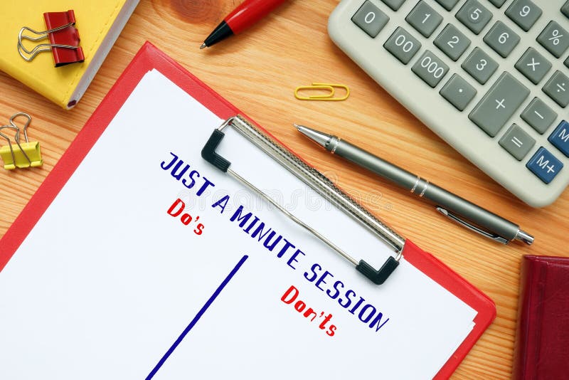 Financial Concept about JUST a MINUTE SESSION Do`s and Don`ts with Sign ...