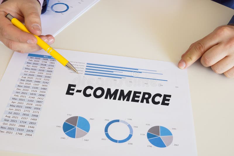 Financial Concept Meaning E-COMMERCE with Sign on the Printout with ...